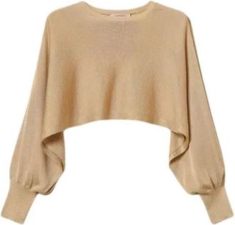 Twinset Femme, Pulls, Beige, Taille: 40 FR Top Court en Maille Lurex