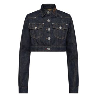Philipp Plein Denim Cropped Jacke mit Ketten - - Jackets - Damen - Blau - L