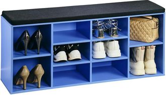 KESPER | Schuhschrank mit Sitzkissen, Material: Spanplatte, funiert, Ma&szlig;e: B 103,5 x H 48 x T 29,5 cm, Farbe: Blau, Schwarz | 15980 13