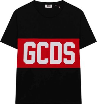 GCDS Gcds, Homme, Tops, Noir, Taille: S T-Shirt Logo Band Coton Coupe Classique
