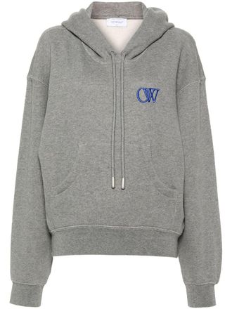 Off-white hoodie en coton &agrave; logo brod&eacute; - Gris