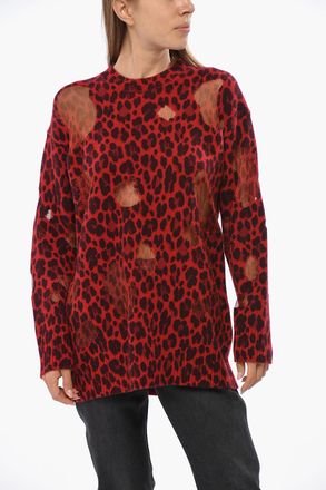 Versace Rundhalspullover aus Schurwolle mit Animalier-Muster Versace