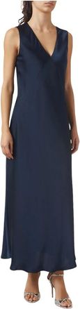 Michael Kors Femme, Robes, Bleu, Taille: 42 FR Satin V Neck Midi Dress