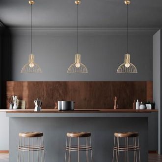 Opviq Elegant Gold Chandelier, Adjustable Height 56-136 cm, Metal Body &Oslash;38 cm, E27 Socket, Stylish Lighting for Modern Home D&eacute;cor | IP20 Rated