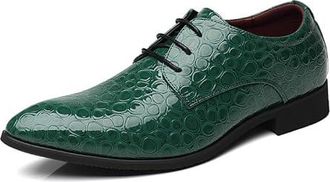 Generic Chaussures habillées for Hommes, à Lacets, Bout Pointu, en Cuir PU, Motif Pierre, Derby, résistantes, antidérapantes, Talon Bloc, Affaires(Vert,42 EU)