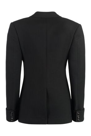 Bottega Veneta Womens Cotton Blend Single-Breast Jacket Black Wool Blazers