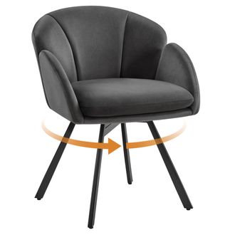 Yaheetech Schreibtischstuhl 360° Drehbar, Samtiger Bürostuhl mit Doppeltem Sitzkissen, Schminktisch Stuhl in Blütenblattform, Drehstuhl für Büro/Schlafzimmer/Wo