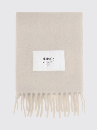 Maison Kitsun&eacute; &Eacute;charpe en laine avec patch logo et finitions frang&eacute;es