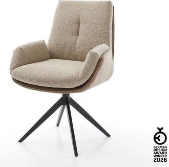 DELIFE Drehstuhl Clea-Flex Materialmix Schlamm Kreuzgestell breit Schwarz 360&deg; drehbar Wippfunktion, Esszimmerst&uuml;hle