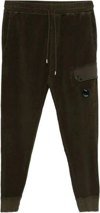 C.P. Company C.p. Company - Pantalon de jogging Lens en molleton diagonal &eacute;meris&eacute; bross&eacute; - Homme - Pantalons - Vert - Taille: XL
