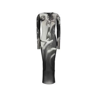 Jean Paul Gaultier Mesh-Maxikleid Smoking Print - - Dresses - Damen - Schwarzk - M