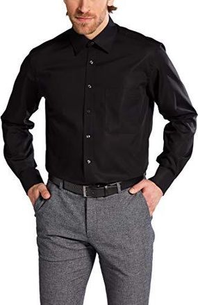 Eterna Homme Chemise Unie en Popeline Comfort FIT 1/1 Noir 47_H_1/1