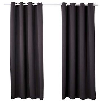 Woltu Lot de 2 Rideaux Occultant, avec OEillets, Rideau Thermique Isolant, 135x245cm, Anthracite