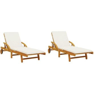vidaXL Vidaxl - Sonnenliegen 2 Stk. mit Auflagen 200x68x83 cm Massivholz Akazie