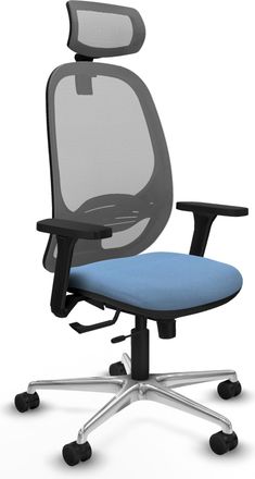 Piqueras y Crespo Cilanco Kindersitz mit 3D-Armen, h&ouml;henverstellbarer Lendenwirbelst&uuml;tze und h&ouml;henverstellbarem Kopfteil, Grau/Himmelblau