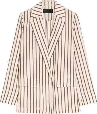Pennyblack Femme, Vestes, Beige, Taille: 40 FR Blazer D&eacute;structur&eacute; en Lyocell et Lin