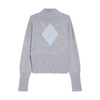 Max Mara Femme, Pulls, Gris, Taille: 40 FR Pull en cachemire &agrave; motif losanges