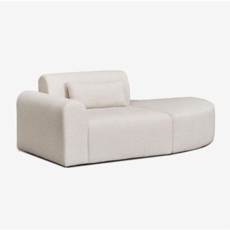 Sklum Einteiliges modulares Sofa in der linken Ecke mit dreieckigem Sitzpuff aus Borjan-Lammfell