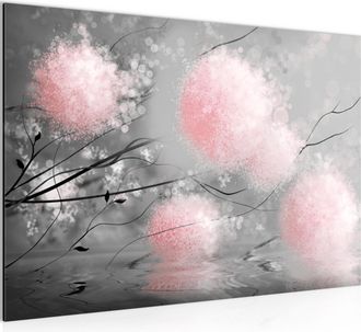 Runa Art Bild Pusteblumen Modern Wandbilder Wohnzimmer Schlafzimmer 1 Teilig - Made In Germany - Abstrakt Grau Rosa Flur 044215b