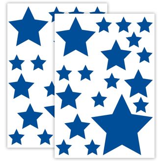 Sticker Genie WANDKIND Sternen Set Kinderzimmer 36 St&uuml;ck Sterne Aufkleber Sternenhimmel zum Kleben Stern Wandtattoo Wandaufkleber Sticker Wanddeko (Blau)