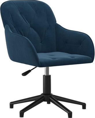vidaXL B&uuml;rostuhl Drehbar Blau Samt Vidaxl
