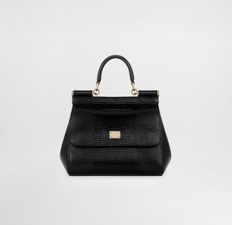 Dolce & Gabbana Henkeltasche Sicily Mittelgroß - Frau Handtaschen Schwarz Onesize