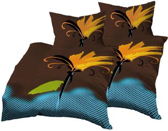 Gerald Wittmann 4teilig Bettw&auml;sche-Set 2X 140x200 cm + 2X 70x90 cm, Baumwolle Renforce, Blumen Rot Wei&szlig; Gelb