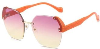 Generic Lunettes de soleil rétro sans monture en métal pour femmes hommes mode luxe classique lunettes de soleil voyage rue photographie nuances UV400, Rose e