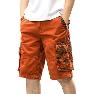 Generic Pantalons courts hommes &eacute;t&eacute; pantalon cargo sport style d&eacute;contract&eacute; imprim&eacute; v&ecirc;tements dext&eacute;rieur confortables shorts droits, Orange, 36
