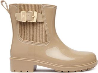 Tommy Hilfiger Gummistiefel Th Buckle Glossy Ankle Rain Boot FW0FW09543 Beige