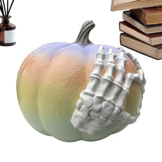 Generic Künstlicher Kürbis, Halloween-Skelett, dekorative Skulptur - Mittelstücke, Dekoration, Gothic, Halloween, Ernte Bauernhof für Garten und Haus
