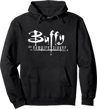 Buffy the Vampire Slayer Buffy The Vampire Slayer Classic 90s TV White Text Logo Pullover Hoodie