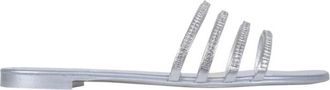 Giuseppe Zanotti Femme, Chaussures, Gris, Taille: 36 EU Sandales Plates &agrave; Brides Orn&eacute;es de Cristaux