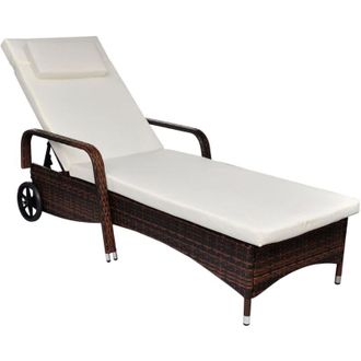 vidaXL Sonnenliege mit Rollen Poly Rattan Braun Vidaxl