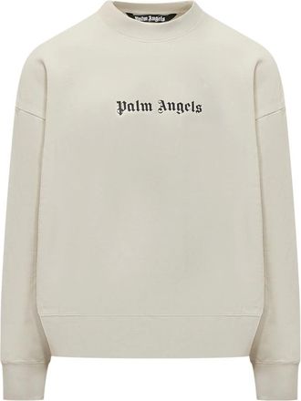 Palm Angels Homme, Sweatshirts et sweats &agrave; capuche, Blanc, Taille: XS SweaT-shirt Logo Classique