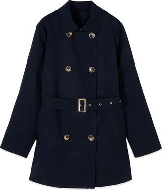 Oltre Femme, Manteaux, Bleu, Taille: 38 FR Trench-coat midi crois&eacute;