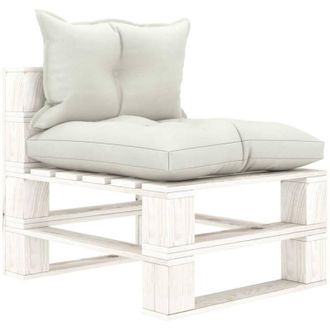 vidaXL Vidaxl - Garten-Paletten-Mittelsofa mit Kissen in Beige Holz