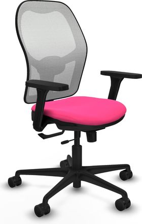 Piqueras y Crespo Schreibtischstuhl wei&szlig; und rosa Jorquera mit 3D-Armen, h&ouml;henverstellbare Lendenwirbelst&uuml;tze, ausgestattet mit Syncro/Traslack und injiziertem Schaumst