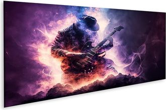 Islandburner Bild auf Leinwand Rockmusiker spielt Musik B&uuml;hne Rocker Gitarrist spielt Konzert Spieler Steht Git Bilder Wandbilder Poster IZIH-Pano