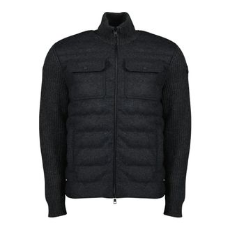 Moncler Gesteppter Cardigan mit Rei&szlig;verschluss - - Jackets - Herren - Grau - XL
