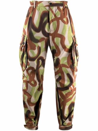 Dsquared2 Cargohose mit Graffiti-Print - Braun