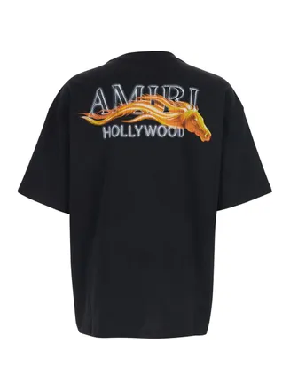 Amiri Mens T-Shirt Black Logo Print Cotton T-Shirts And Polos