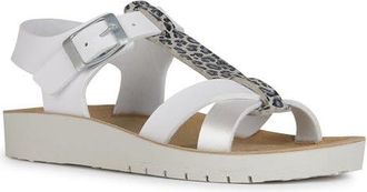 Geox Girls J Sandal Costarei Gi, Blanc argenté, 12.5 UK Child