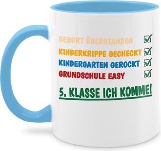 Shirtracer Tasse Tassen 325ml - Einschulung Geschenk Schulanfang - Grundschule überstanden - 5. Klasse ich komme! - 325 ml - Hellblau - schulwechsel einschultass