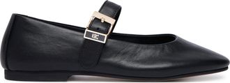 Tommy Hilfiger Ballerinas Tommy Hilfiger Buckle Leather Ballerina FW0FW09684 Schwarz