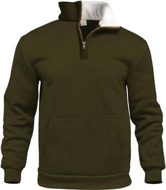 Generic Pull en polaire pour homme - Style classique - Automne - Col haut - Demi-fermeture éclair - Poignets élastiques - Moelleux - Léger - Coupe ajustée, Ve