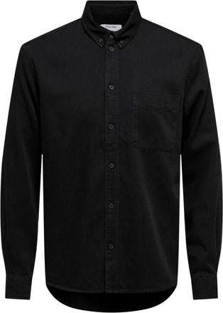 Only & Sons Only & Sons, Homme, Chemises, Noir, Taille: M Classic Long Sleeve Cotton Shirt