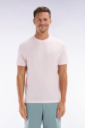 Eden Park T-shirt Rose P&acirc;le Uni En Lyocell Et Coton Coupe Droite