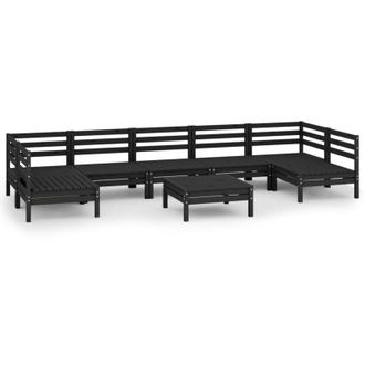 vidaXL 8-tlg. Garten-Lounge-Set Schwarz Massivholz Kiefer vidaXL