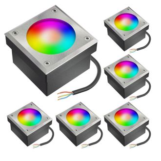 LEDs Com 6x LED Pflasterstein NEOLUM f&uuml;r au&szlig;en, IP67, eckig, 10 x10cm, inkl. GX53 RGB Leuchtmittel, 670lm, Smart Home